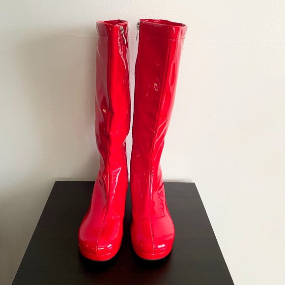 Shoes | Cherry Red Patent Platform Boots | Poshmark